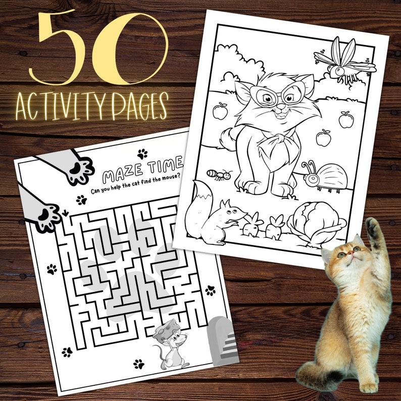 Cat Activity Pages for Kids - Etsy