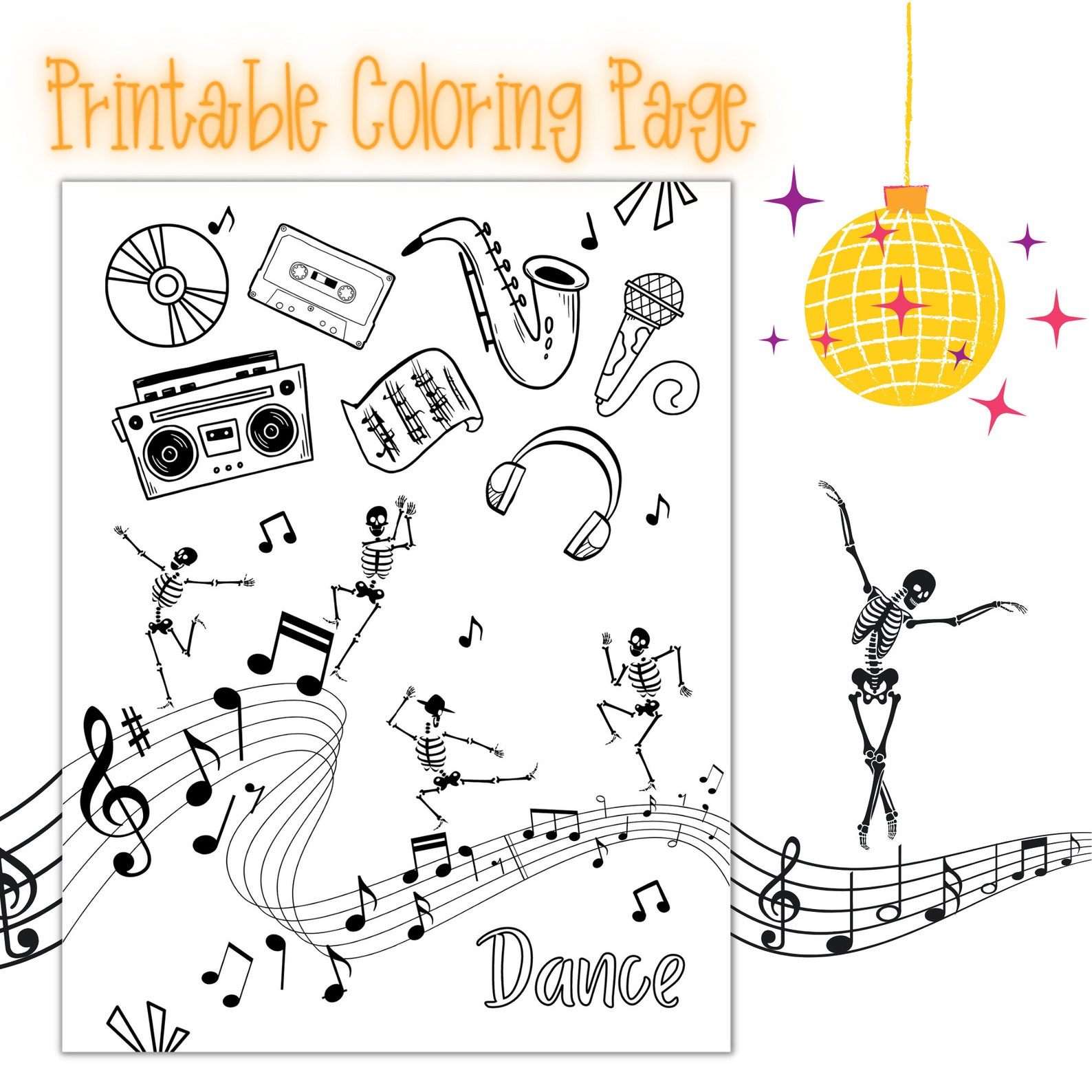 Printable Dance Coloring Page, Music Coloring Page - Etsy Canada