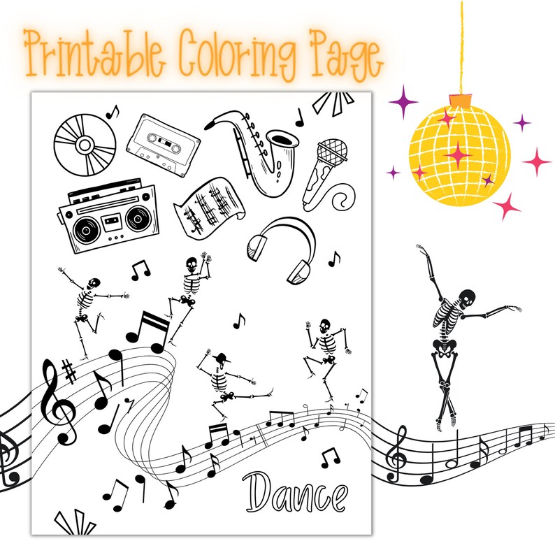 Printable Dance Coloring Page, Music Coloring Page - Etsy Canada