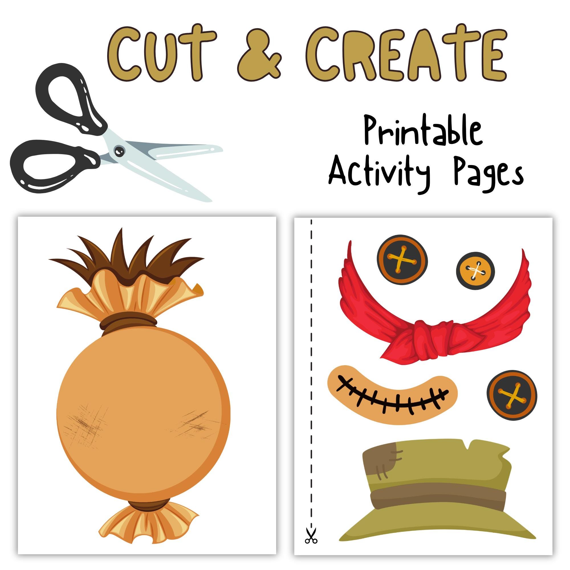 Printable Scarecrow Cut and Create Activity for Kids, Fun DIY Craft ...