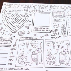 Valentine’s Day Activity Placemat for Kids, Printable Valentine Maze ...