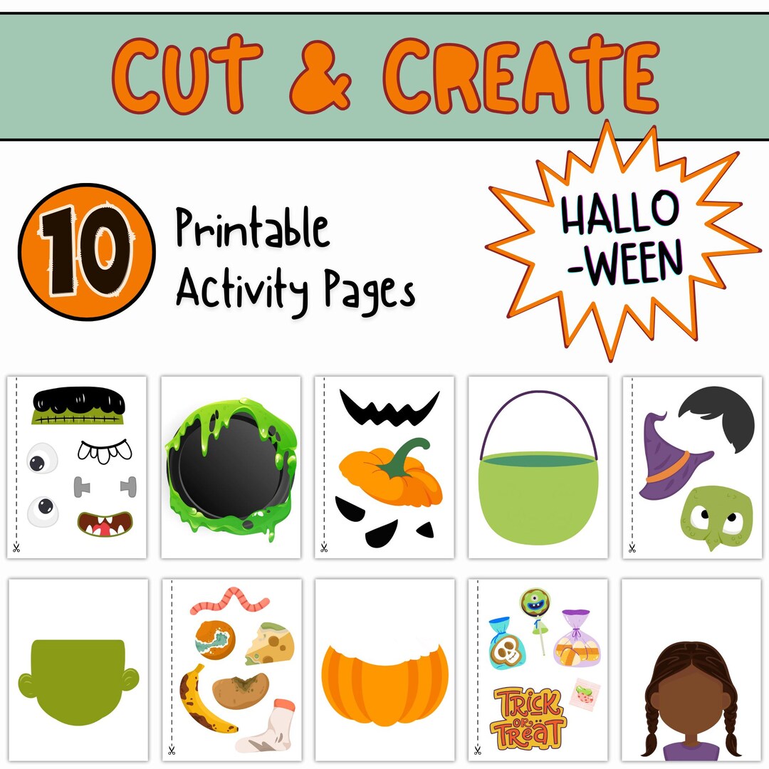 Halloween Printable Cut and Paste Activity Pages for Kids, Fun and ...
