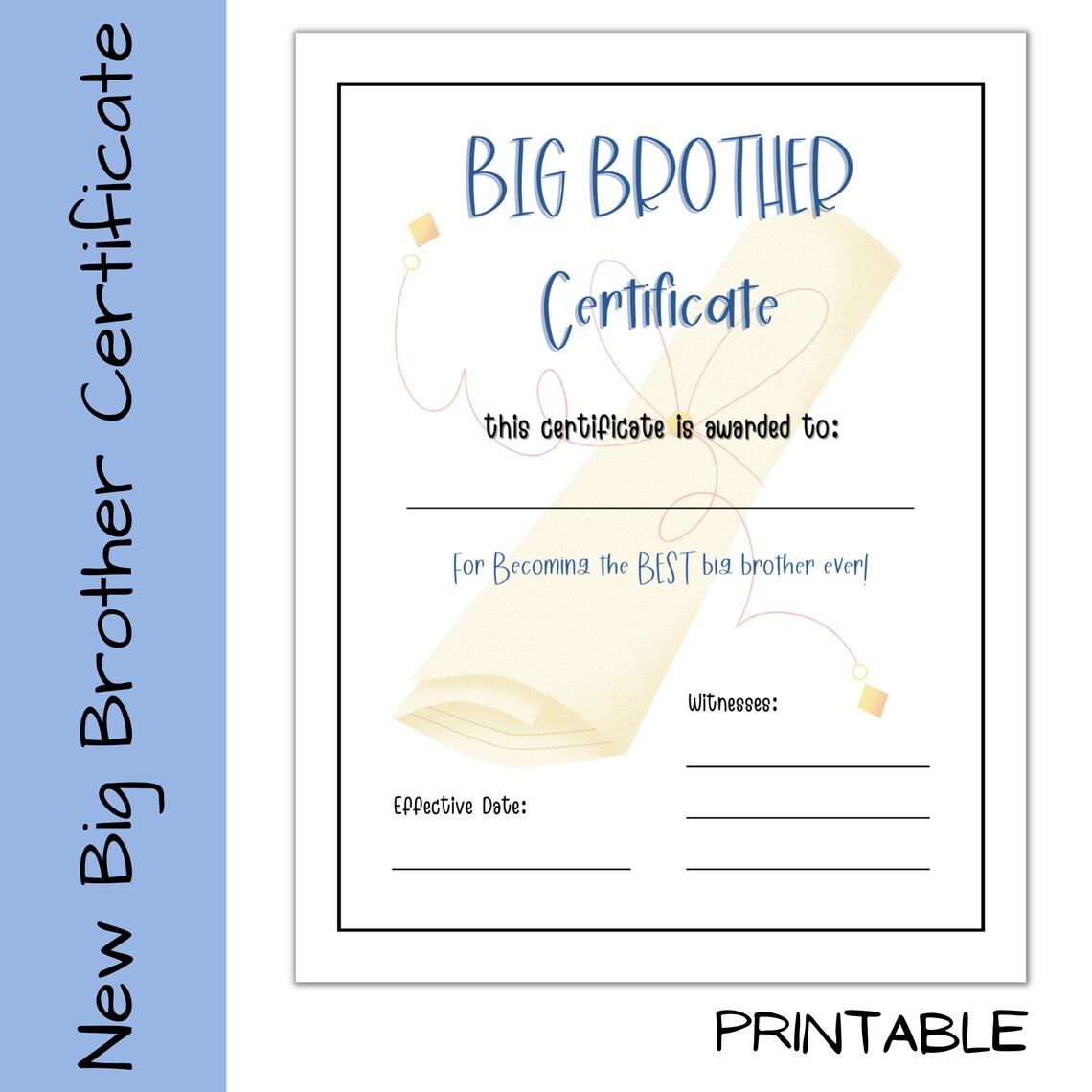 Printable Big Brother Certificate, Promoted to Big Brother Instant ...