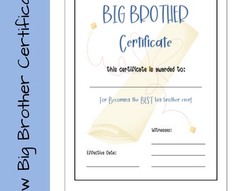 Printable Big Sister Certificate, Promoted to Big Sister Instant ...