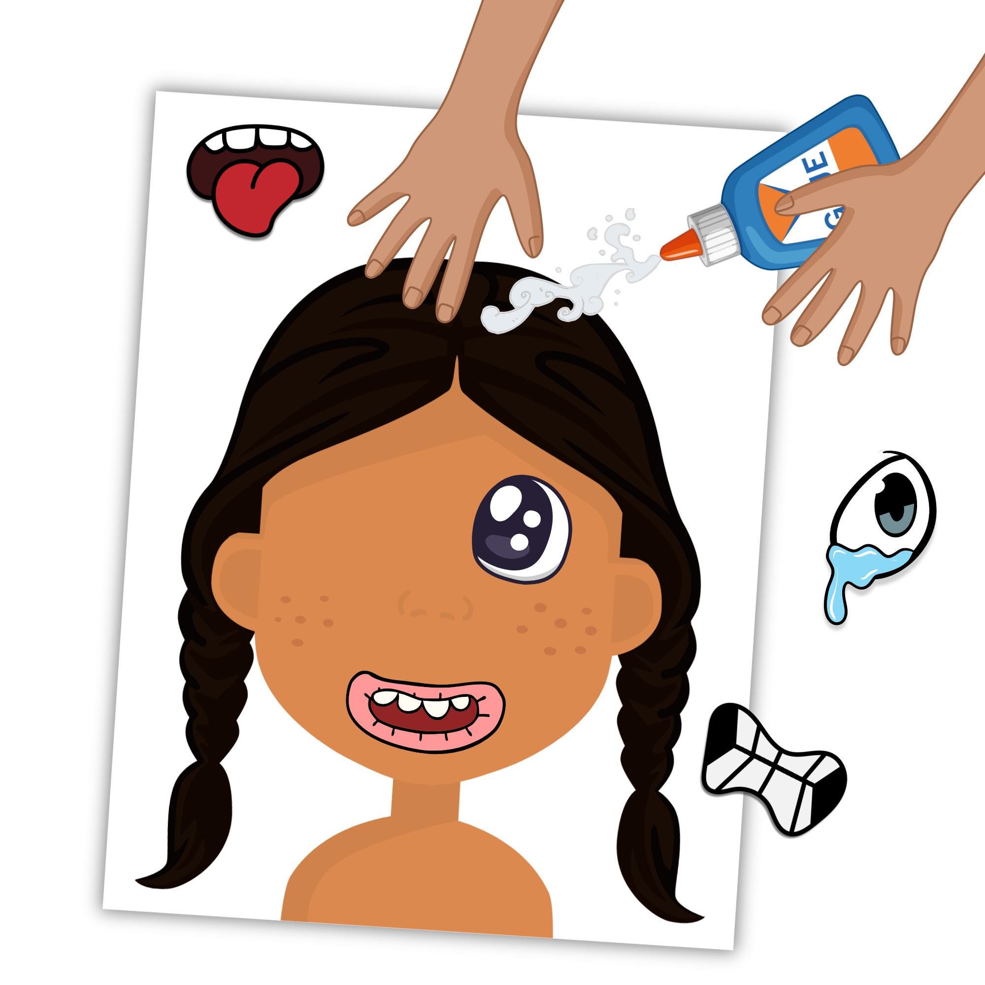 Printable Girl Face Craft Kit, DIY Cut & Create Face Parts and ...