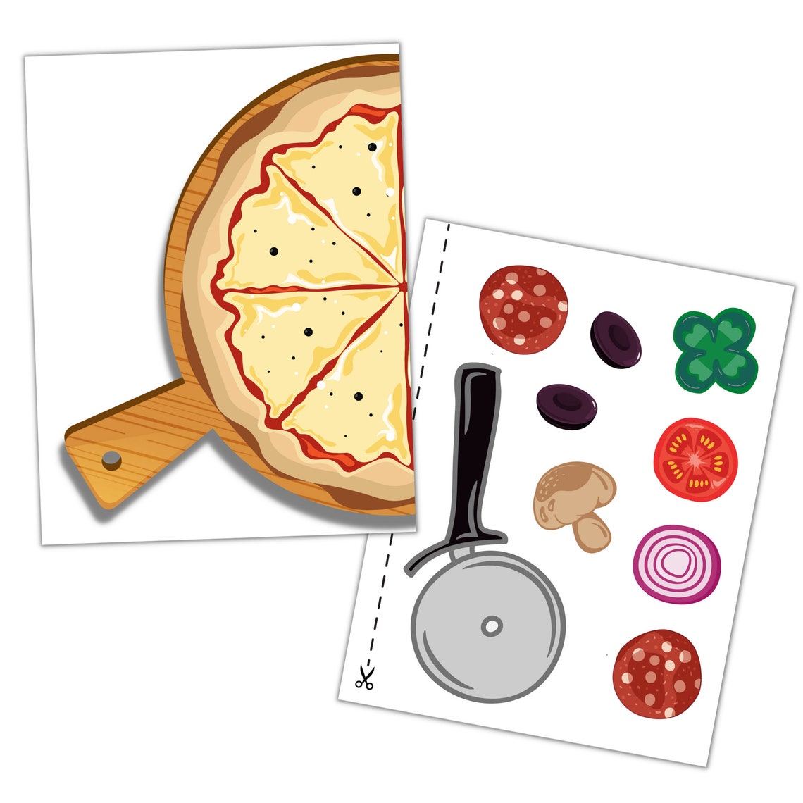 Printable Pizza Craft, Cut and Paste Pizza Assembly Kit, Printable ...