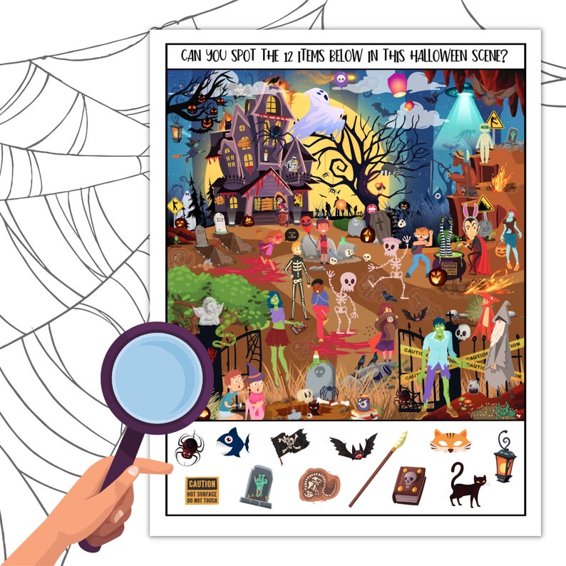 Printable Search & Find, Halloween-themed, Hidden Picture Games for ...