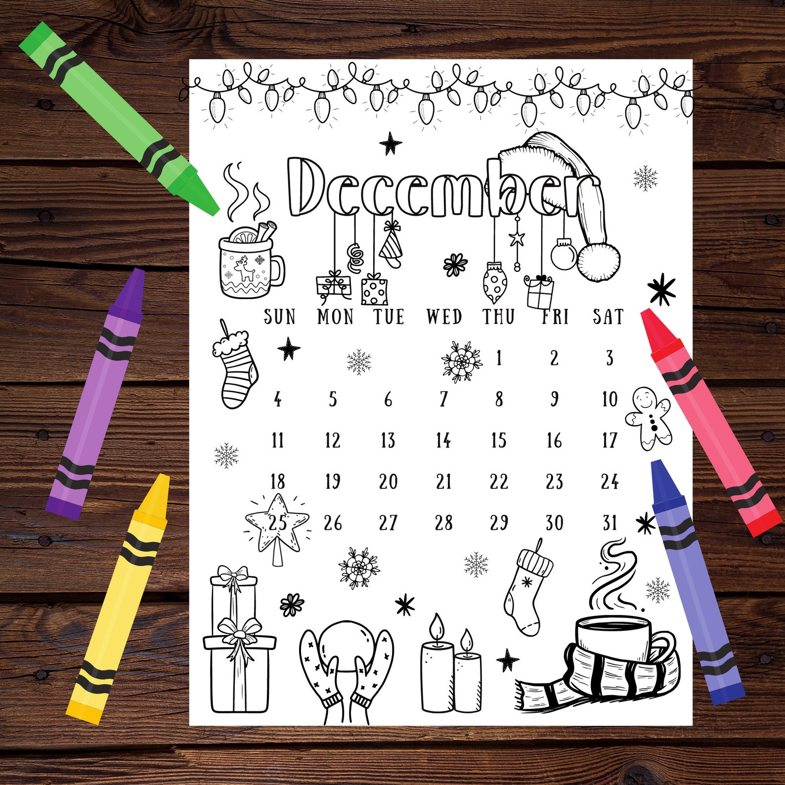 Calendar Coloring Pages 2022 Printable Coloring Calander | Etsy