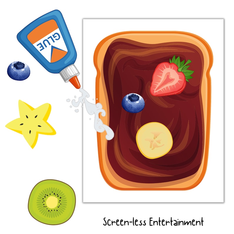 Printable Food Assembly Kit, Fruit & Toast Cut and Create, Printable ...