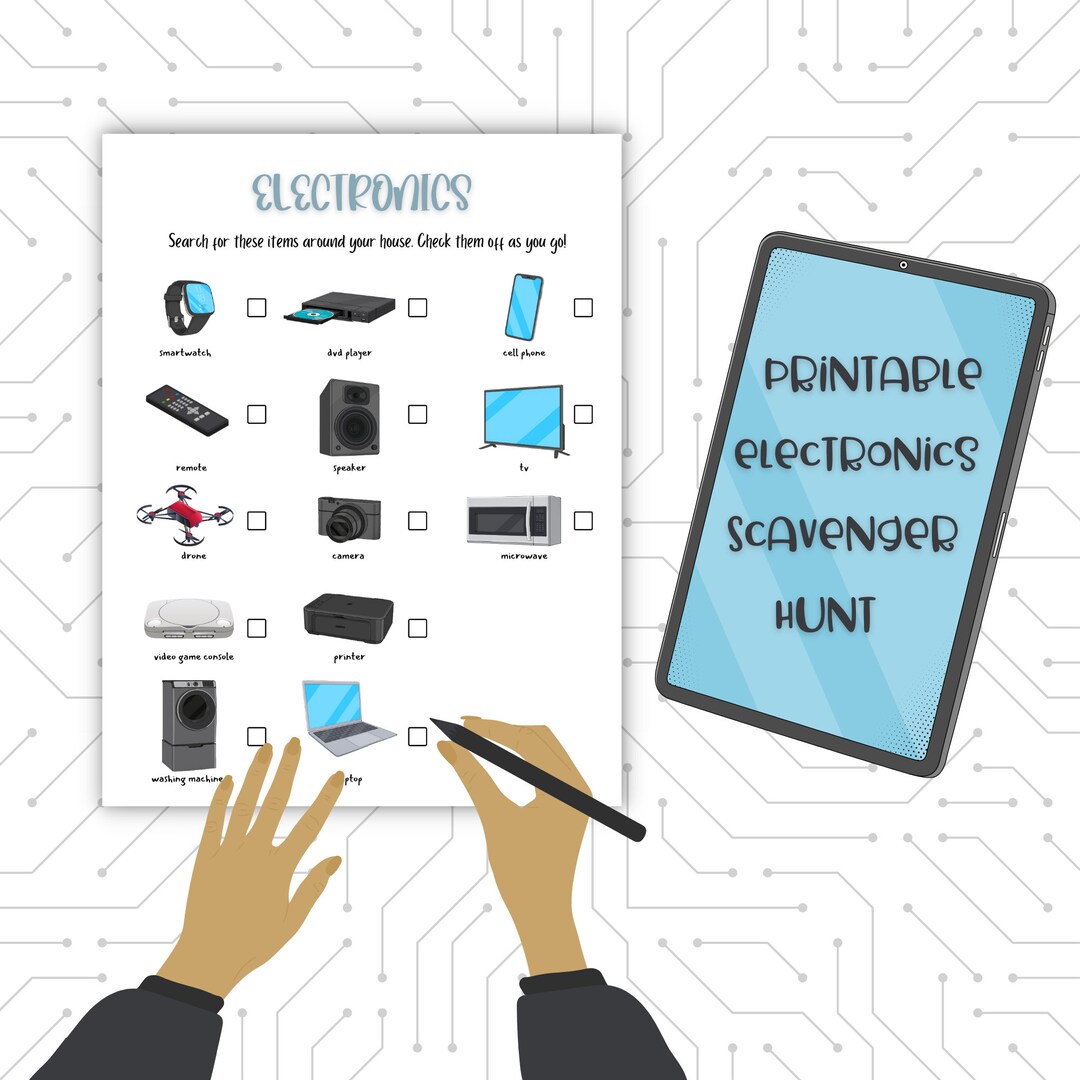 Printable Electronics Scavenger Hunt, Kids Treasure Hunt, Print at Home ...
