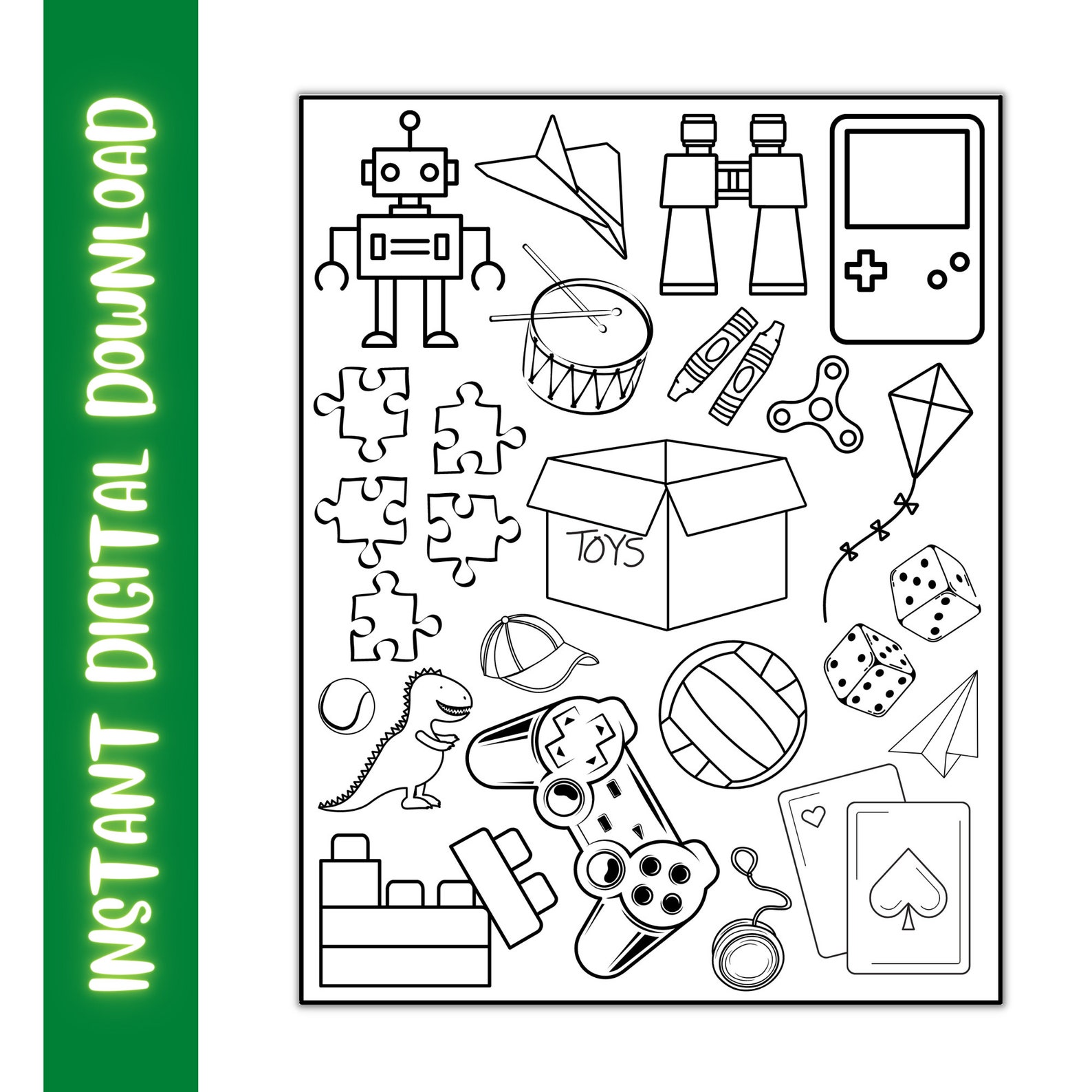 Toys and Games Coloring Page, Printable Toys Coloring Page for Kids - Etsy