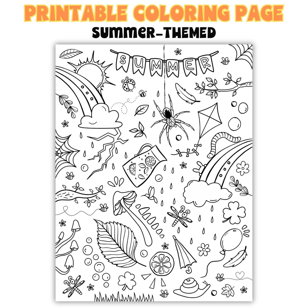 Summer Fun Printable Coloring Page, Sunny Seasonal Kids Activity ...
