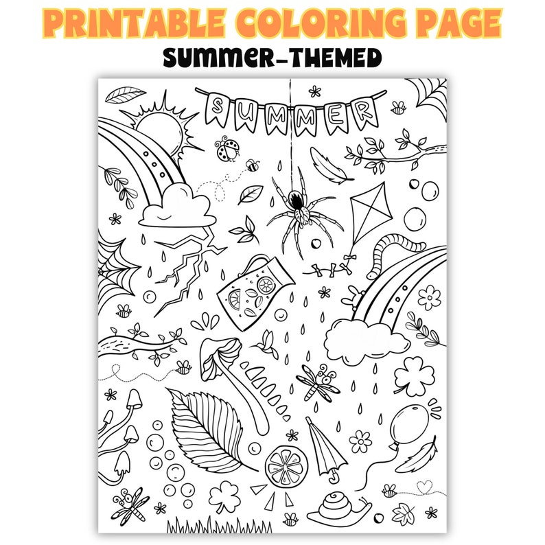 Summer Fun Printable Coloring Page, Sunny Seasonal Kids Activity ...