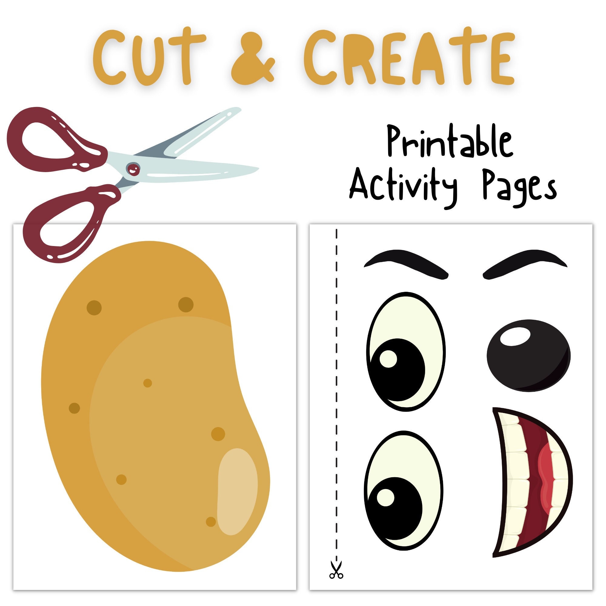 Printable Food Assembly Kit, Potato Head Cut and Create, Printable ...