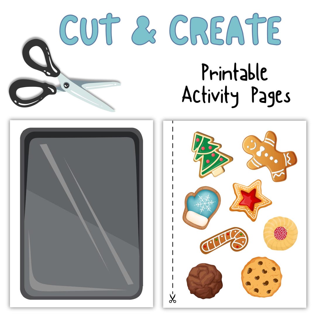 Printable Holiday Cookies Cut & Paste Craft for Kids, Fun Winter ...
