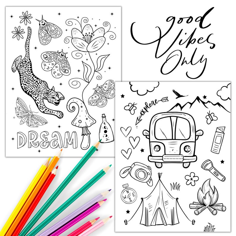 Teen Dream, Printable Relaxing Feel Good Coloring Pages for Girls - Etsy
