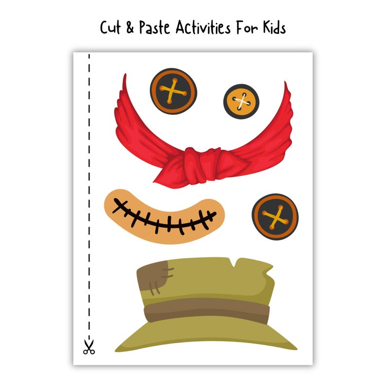 Printable Scarecrow Cut and Create Activity for Kids, Fun DIY Craft ...