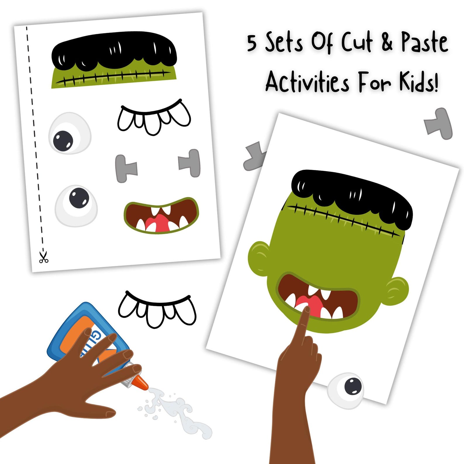 Halloween Printable Cut and Paste Activity Pages for Kids, Fun and ...