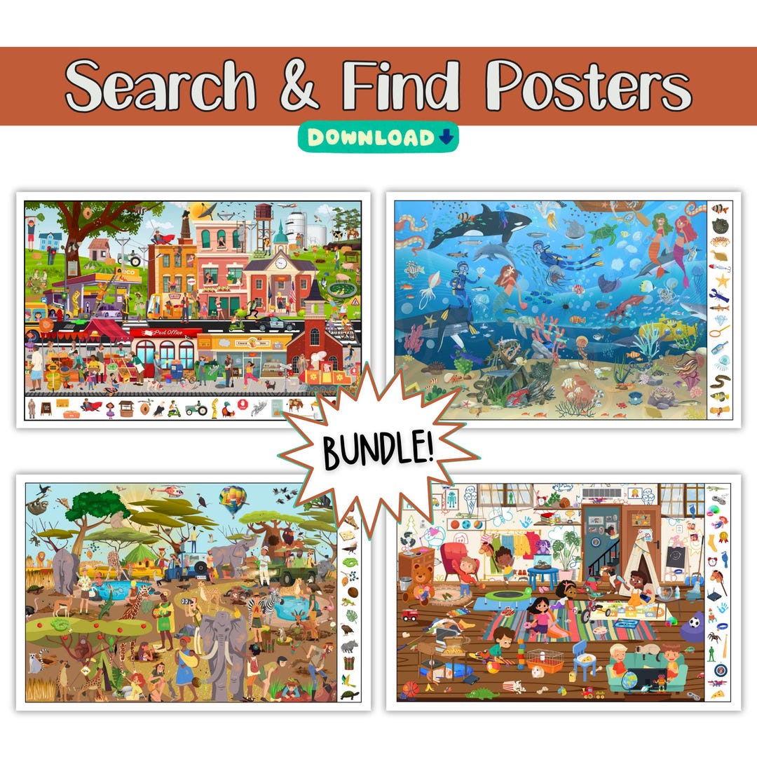 Printable Search and Find Posters, Interactive Wall Art for Classroom ...