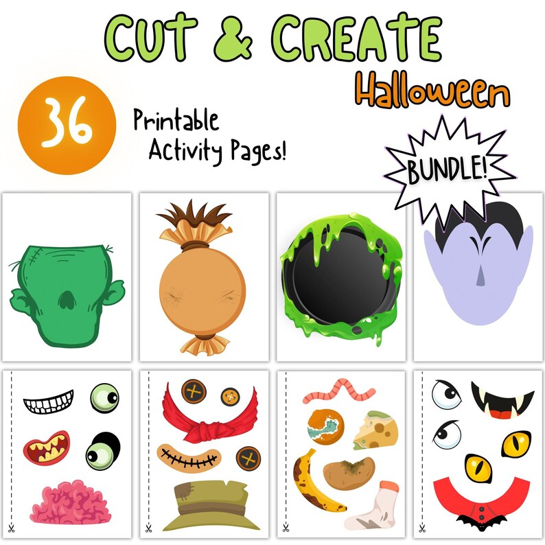 Printable Halloween Crafts for Kids, Cut and Paste Activities, Instant ...