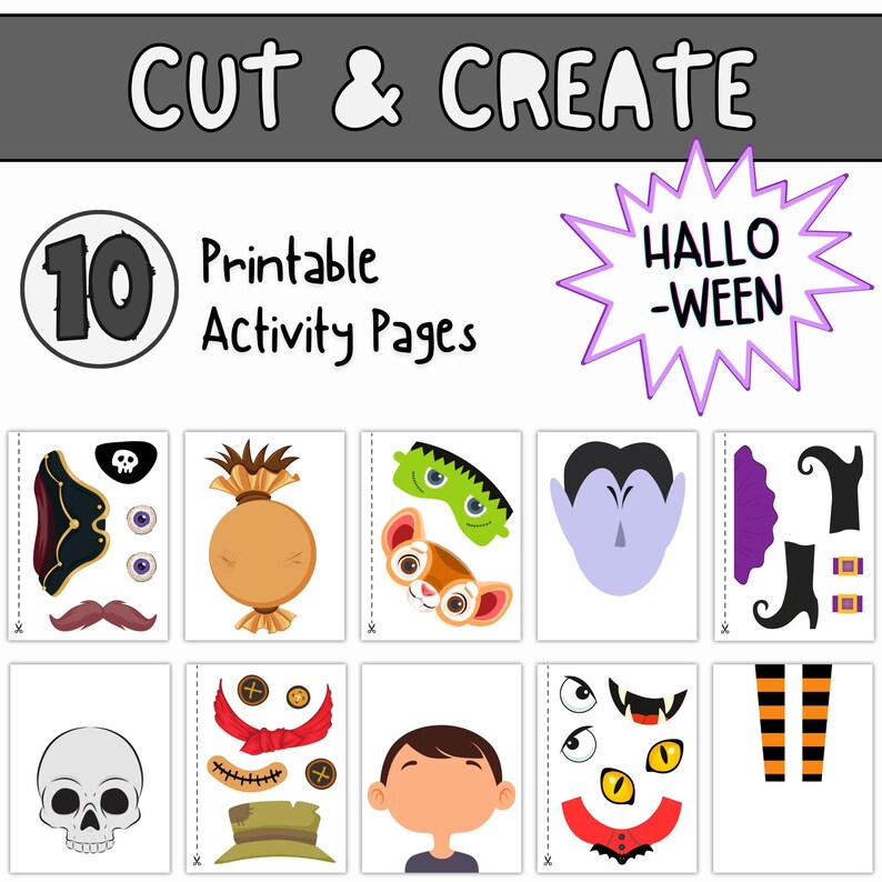 Creepy Halloween Activity Sheets for Kids, Fun and Interactive DIY ...