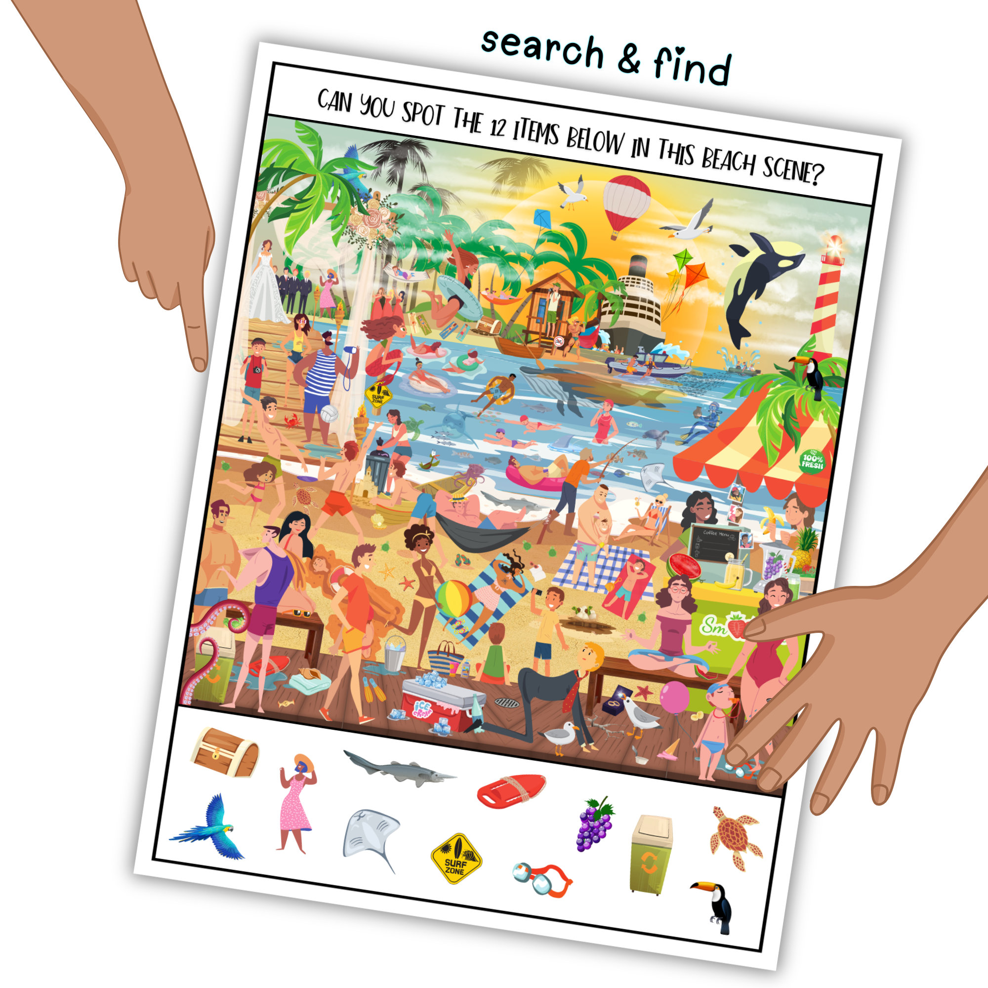 Beach Fun Activity Pages for Kids, Ocean Themed Printables, Educational ...