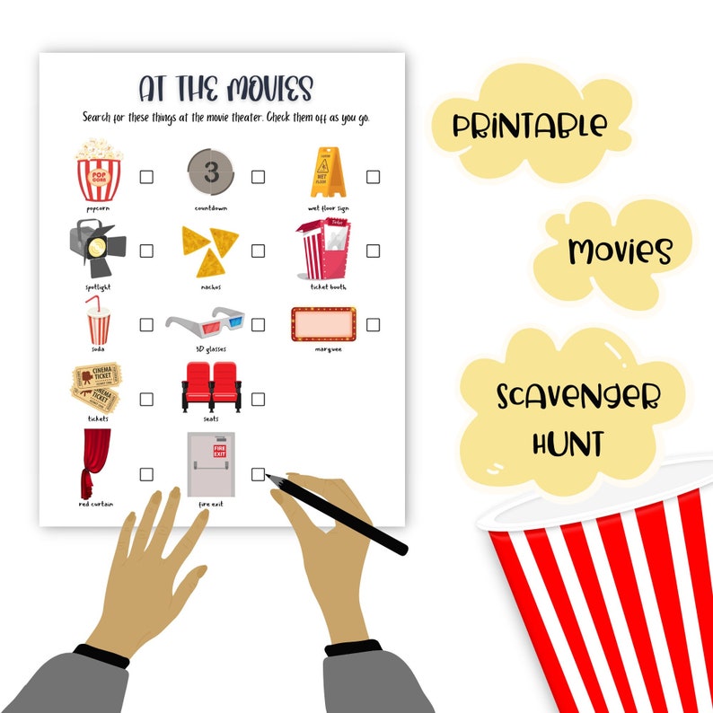 Printable Movies Scavenger Hunt, Kids Treasure Hunt, Print at Home ...