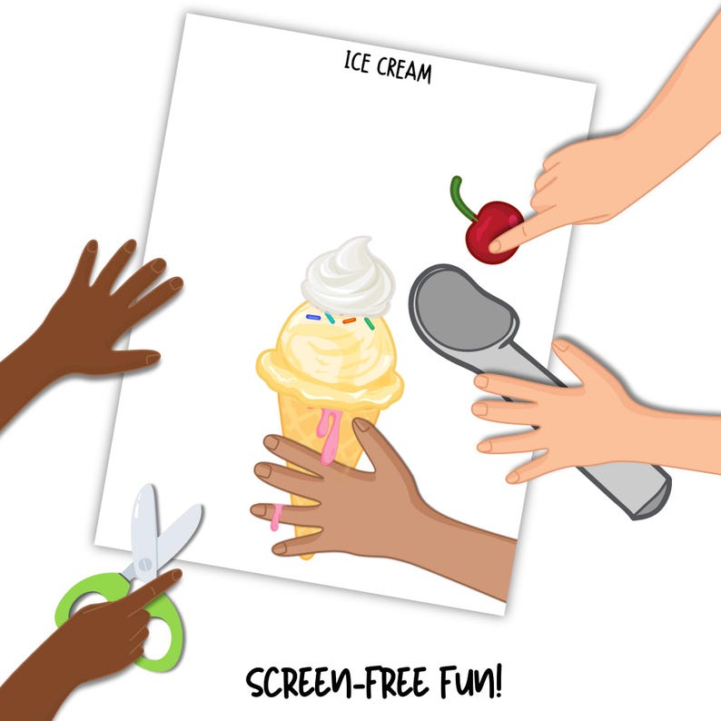 Ice Cream Cut & Create Craft, Printable Ice Cream Cone Activity for ...