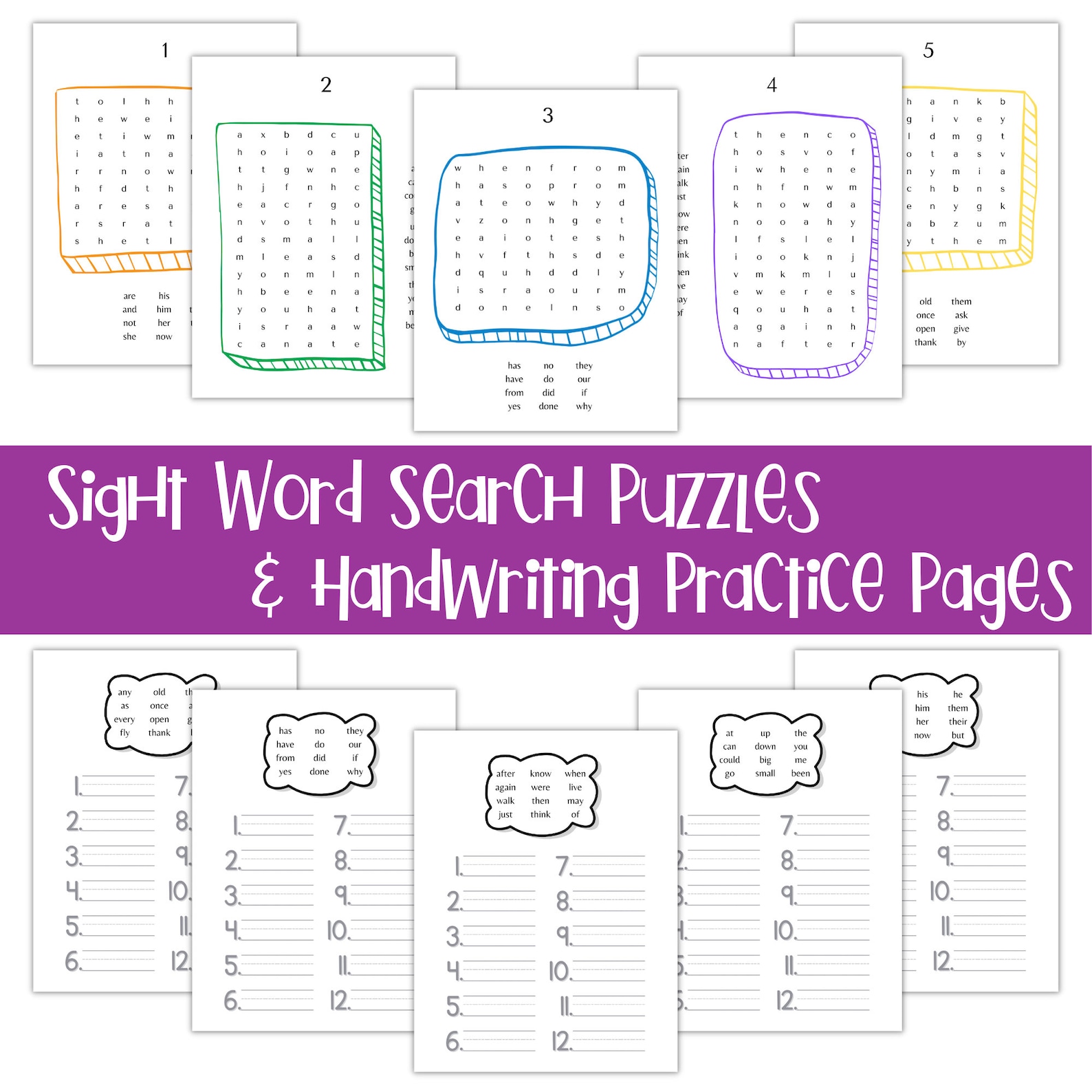 Printable Word Search Puzzles Sight Words Handwriting - Etsy