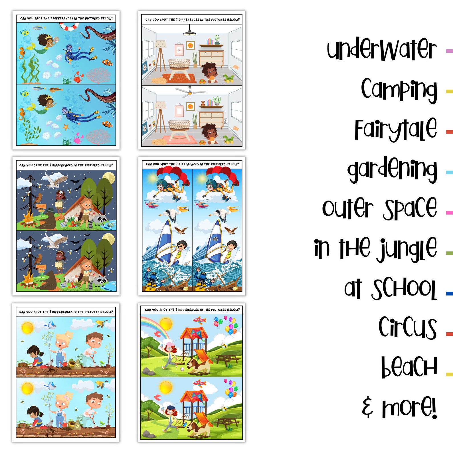 Spot the Difference Bundle, Printable Games for Kids, I Spy Games ...