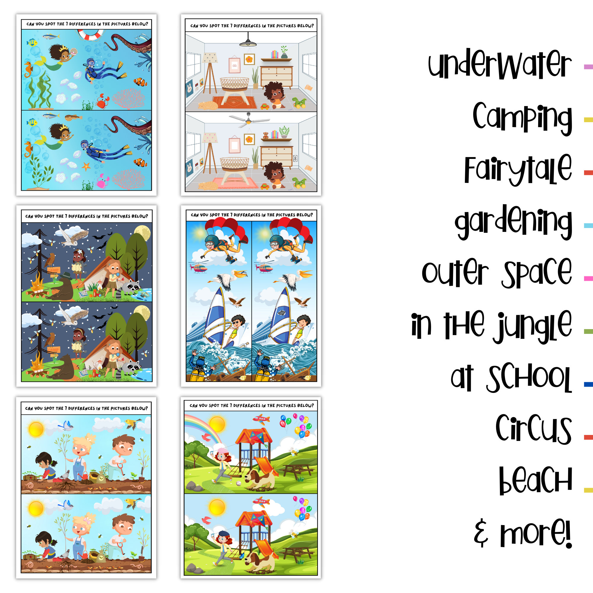 Spot the Difference Bundle, Printable Games for Kids, I Spy Games ...