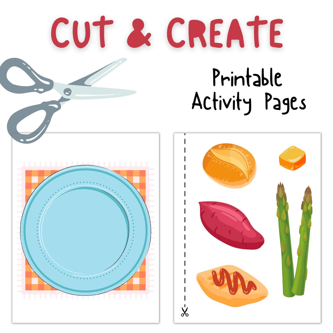 Printable Food Assembly Kit, Dinner Plate Cut and Create, Printable ...
