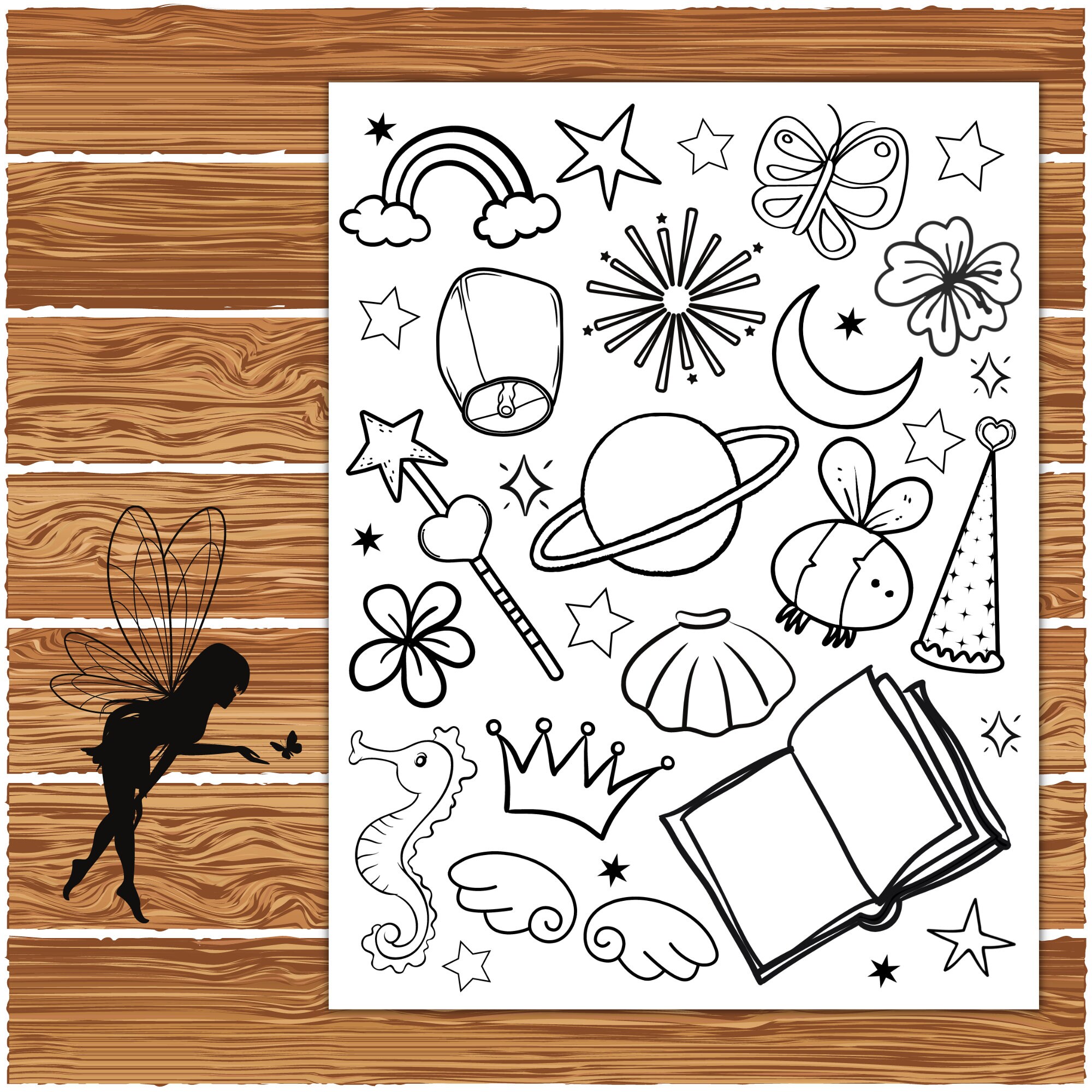 Fantasy Coloring Page, Printable Fantasy Fairy Coloring Page for Kids ...