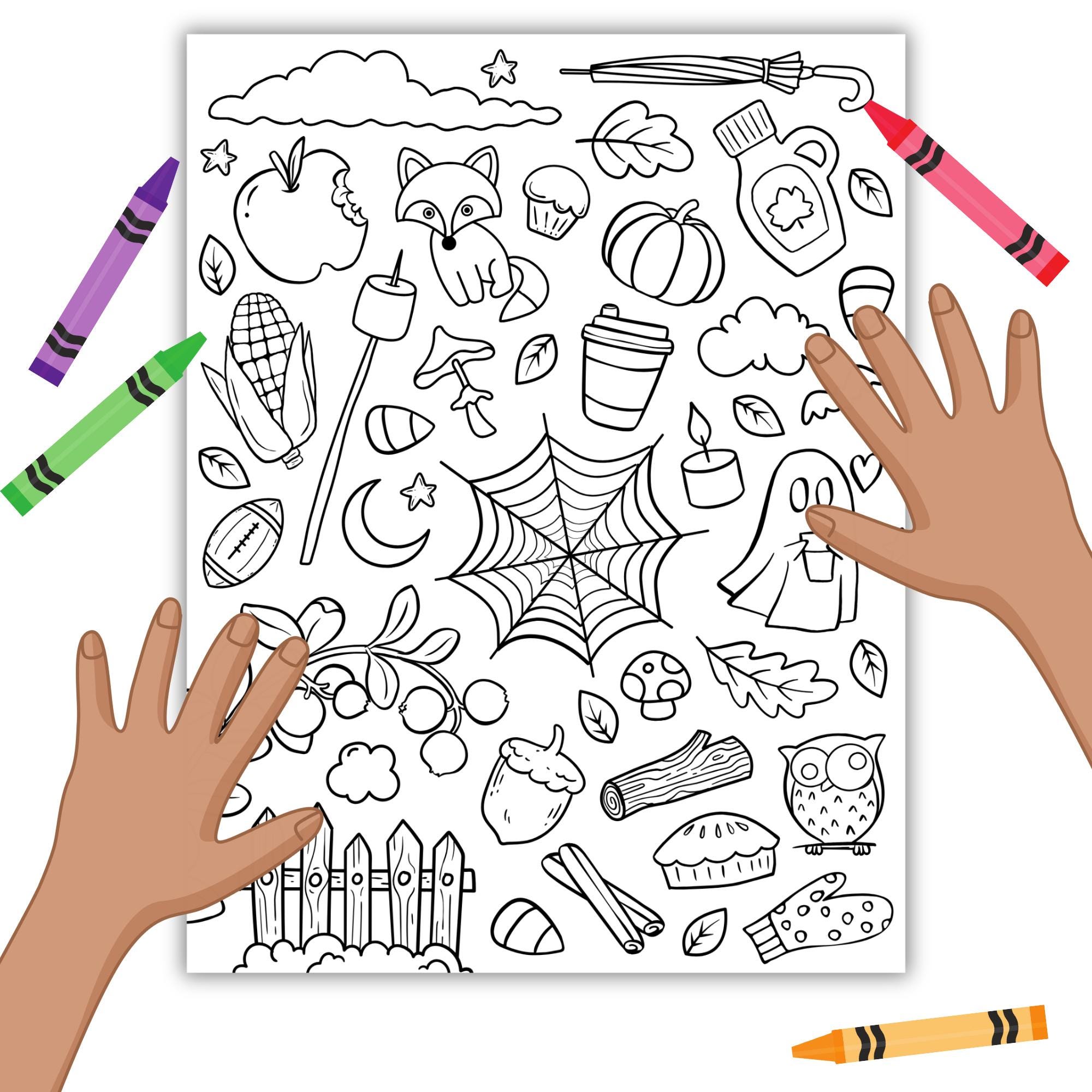 Four Seasons Doodle Coloring Pages, Relaxing Art for All Seasons ...