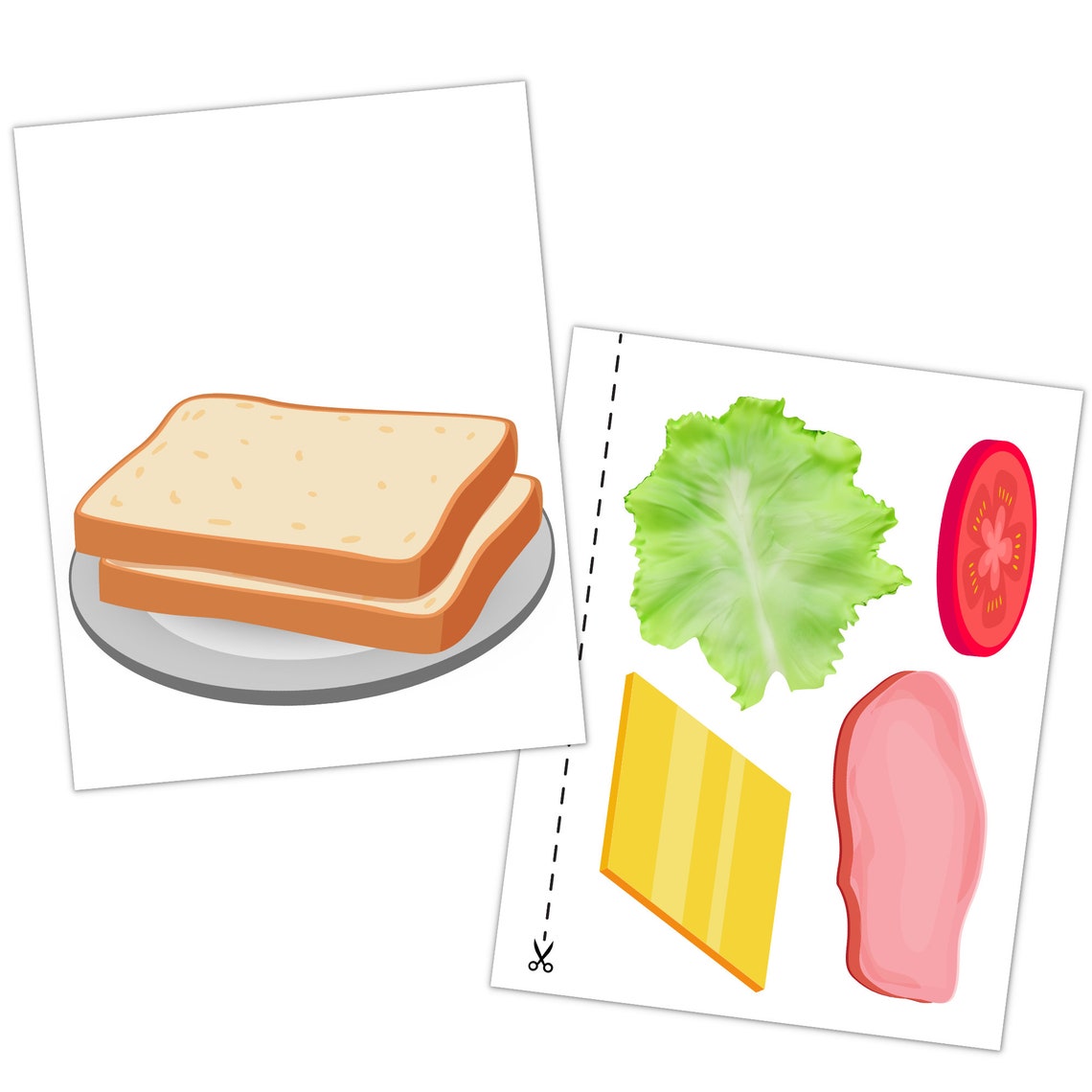 Printable Food Assembly Kit, Sandwich Cut and Create, Printable Crafts ...