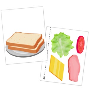 Printable Food Assembly Kit, Sandwich Cut and Create, Printable Crafts ...