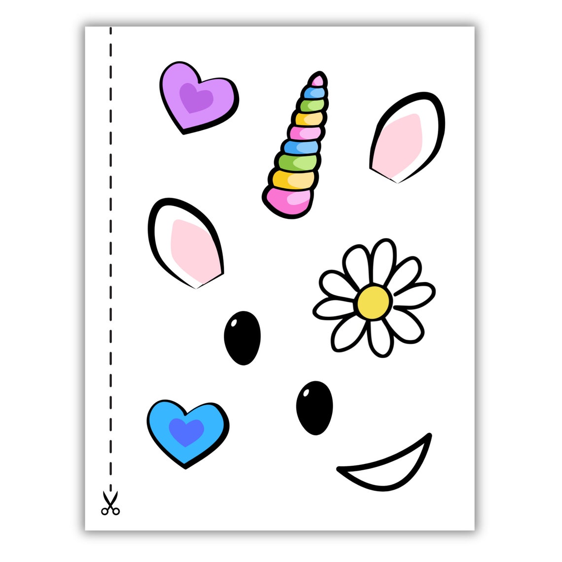 Unicorn Cut and Paste Activity, Printable Craft for Kids, Unicorn Face ...