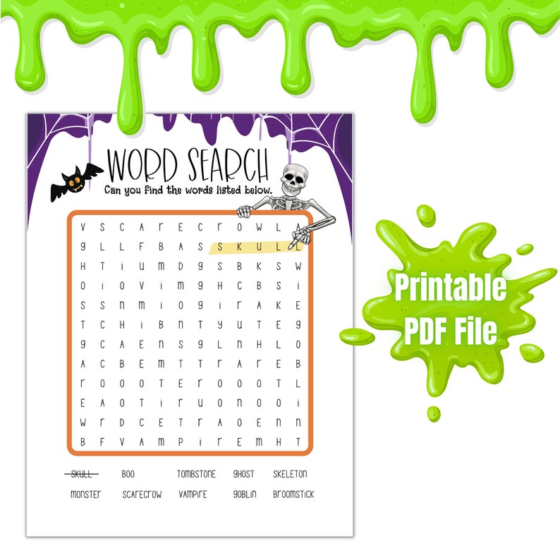 Halloween Word Search, Printable Halloween Activity for Kids - Etsy