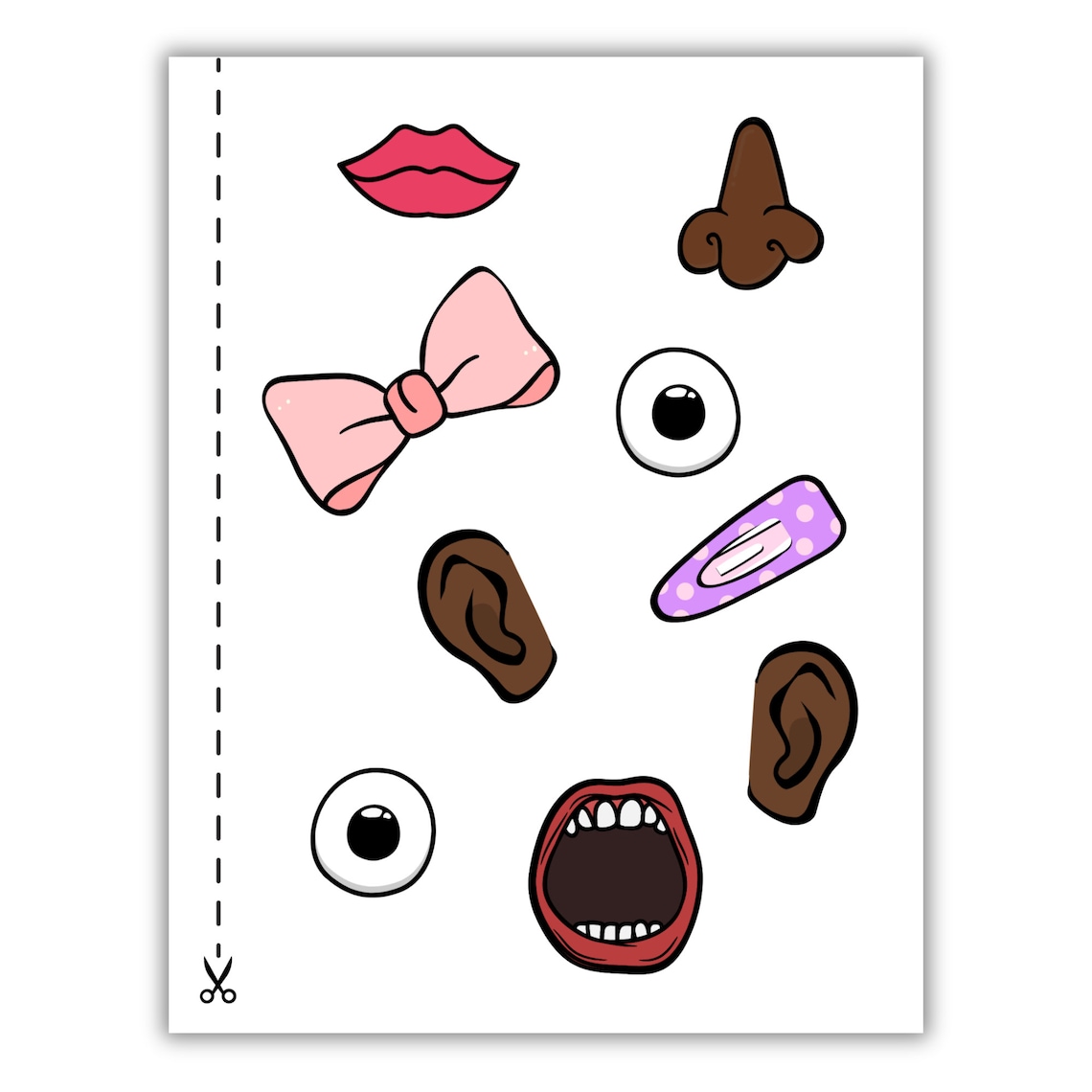 Printable Cut and Paste Activity, Girl Face Assembly Kit, Crafts for ...