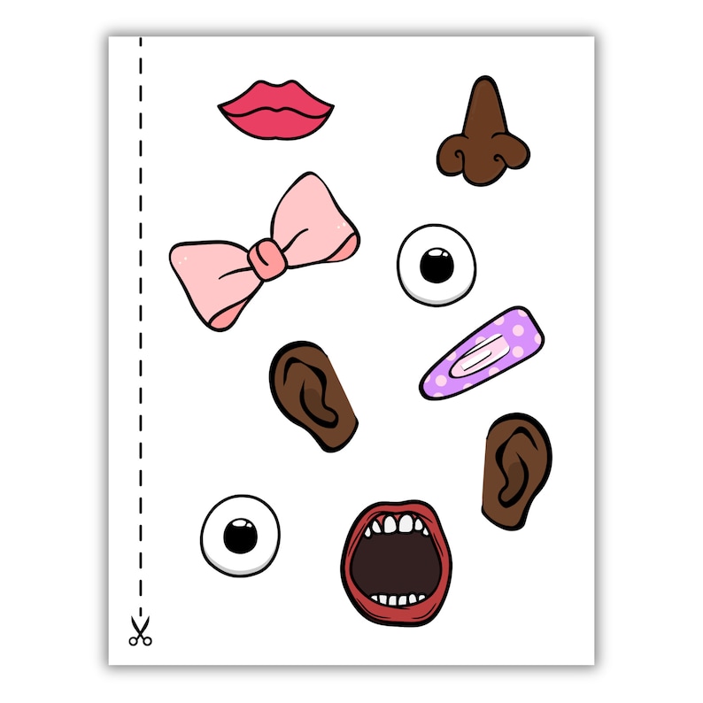 Printable Cut and Paste Activity, Girl Face Assembly Kit, Crafts for ...