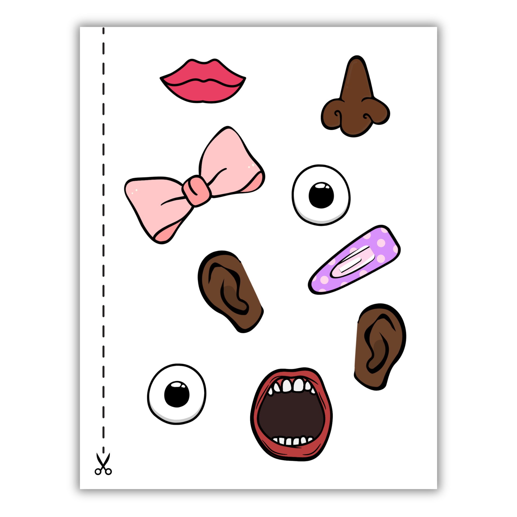 Printable Cut and Paste Activity, Girl Face Assembly Kit, Crafts for ...