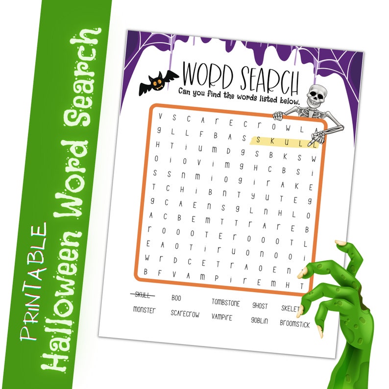 Halloween Word Search, Printable Halloween Activity for Kids - Etsy
