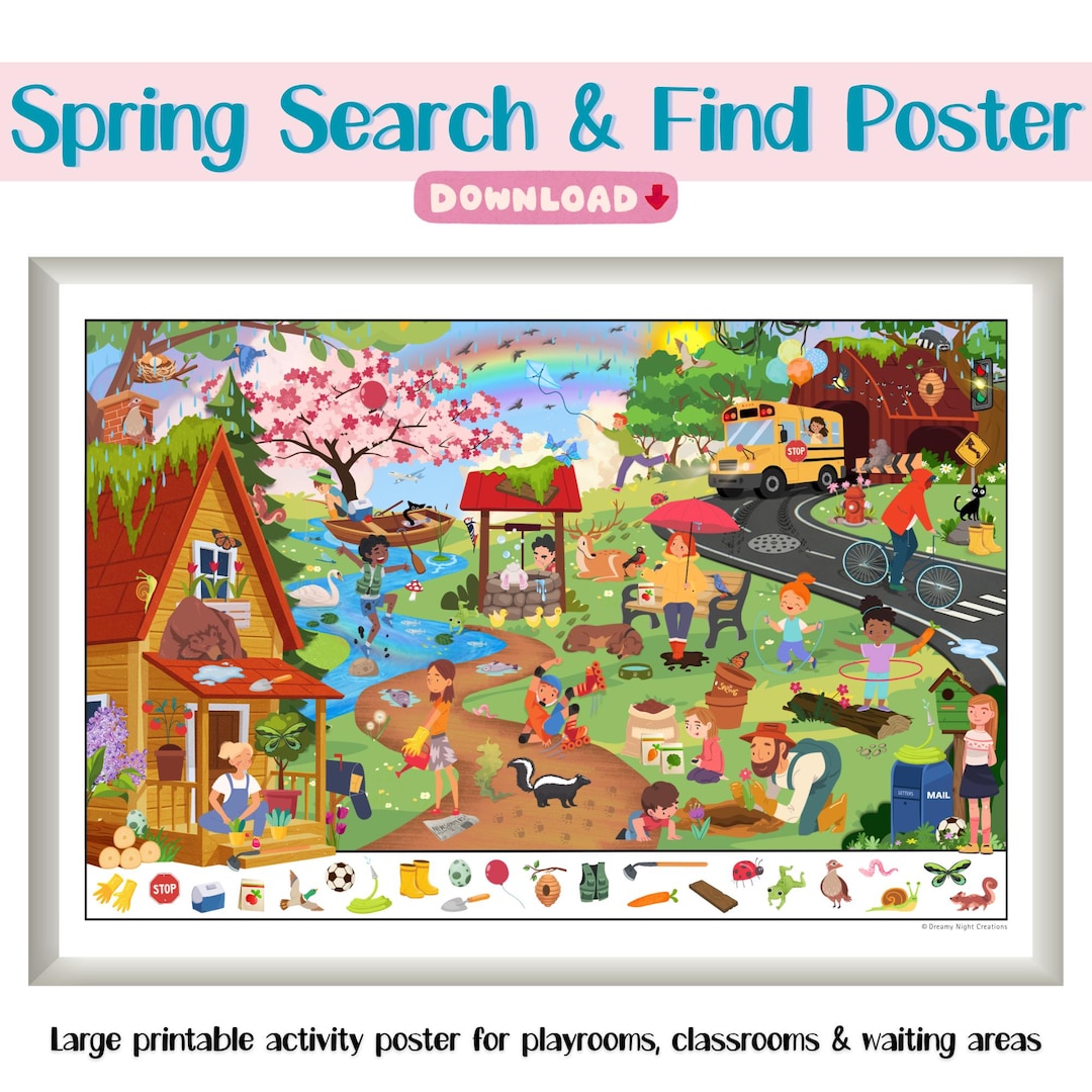 Spring Search and Find Poster for Kids, Printable Activity, Waiting ...