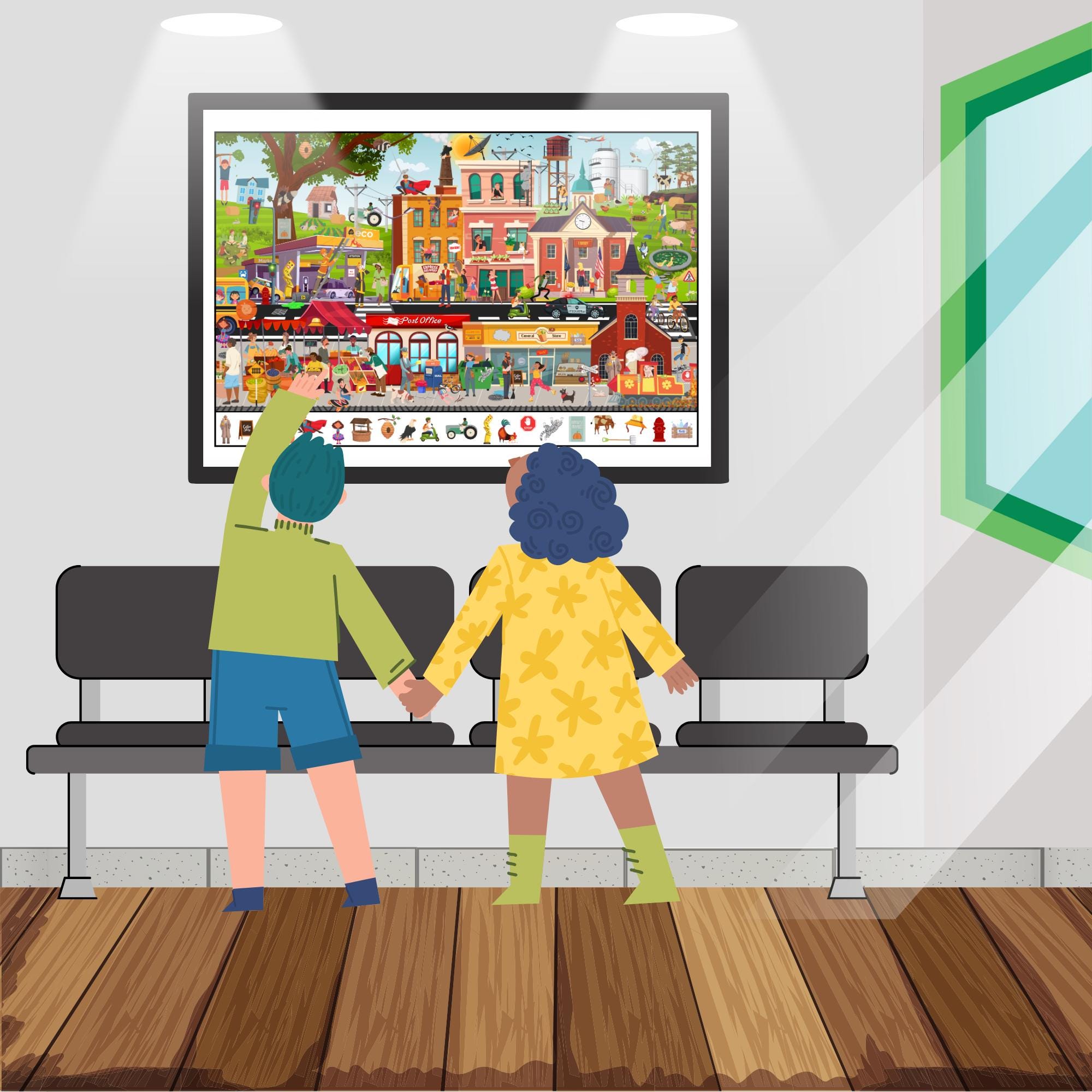 Small Town Search and Find Poster, Printable Family Activity, Fun Kid's ...