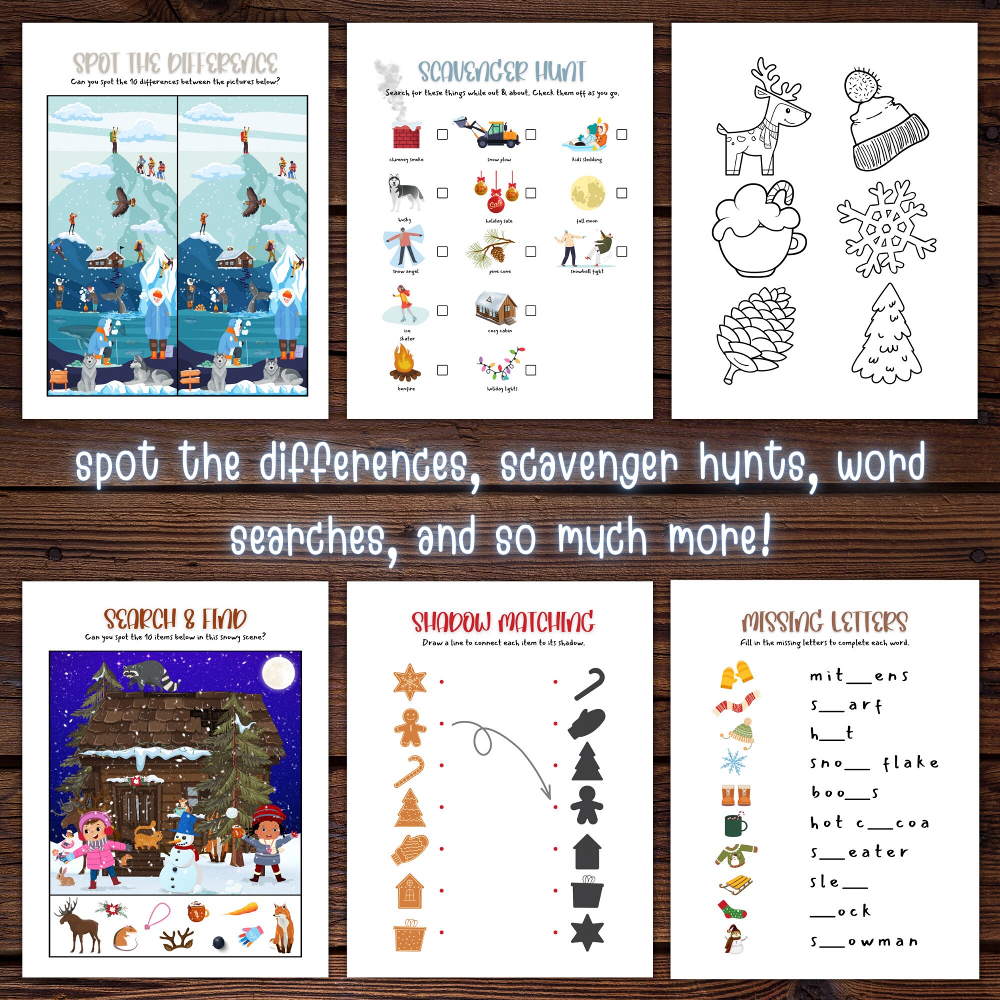 Printable Winter Activity Pages, Snow Themed Puzzles, Games, and ...