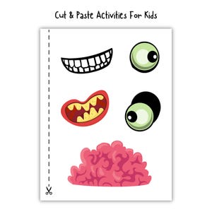 Printable Kids Zombie Halloween Craft, Fun Cut and Paste Activity for ...