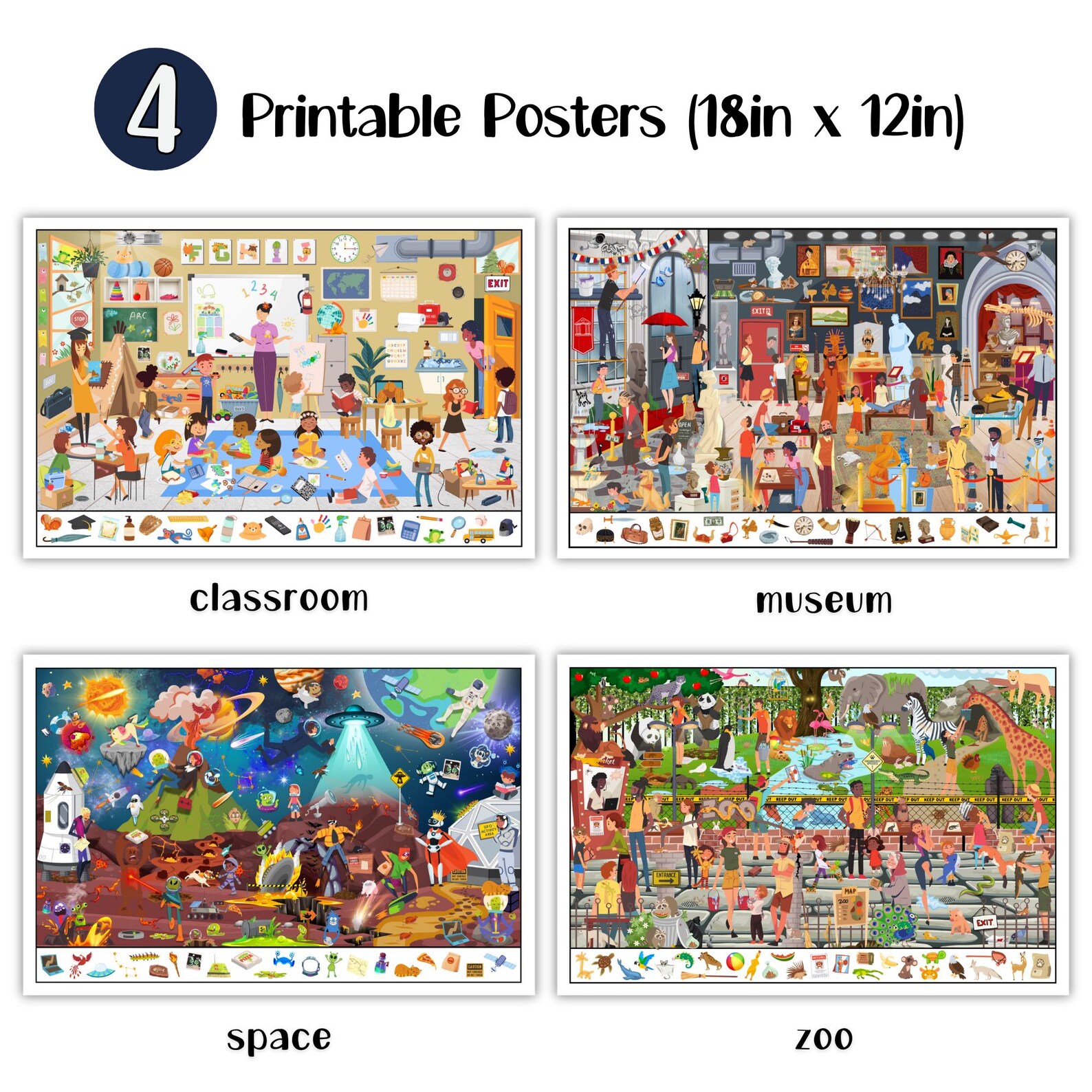 Interactive Search and Find Printable Poster Wall Art and Activities ...