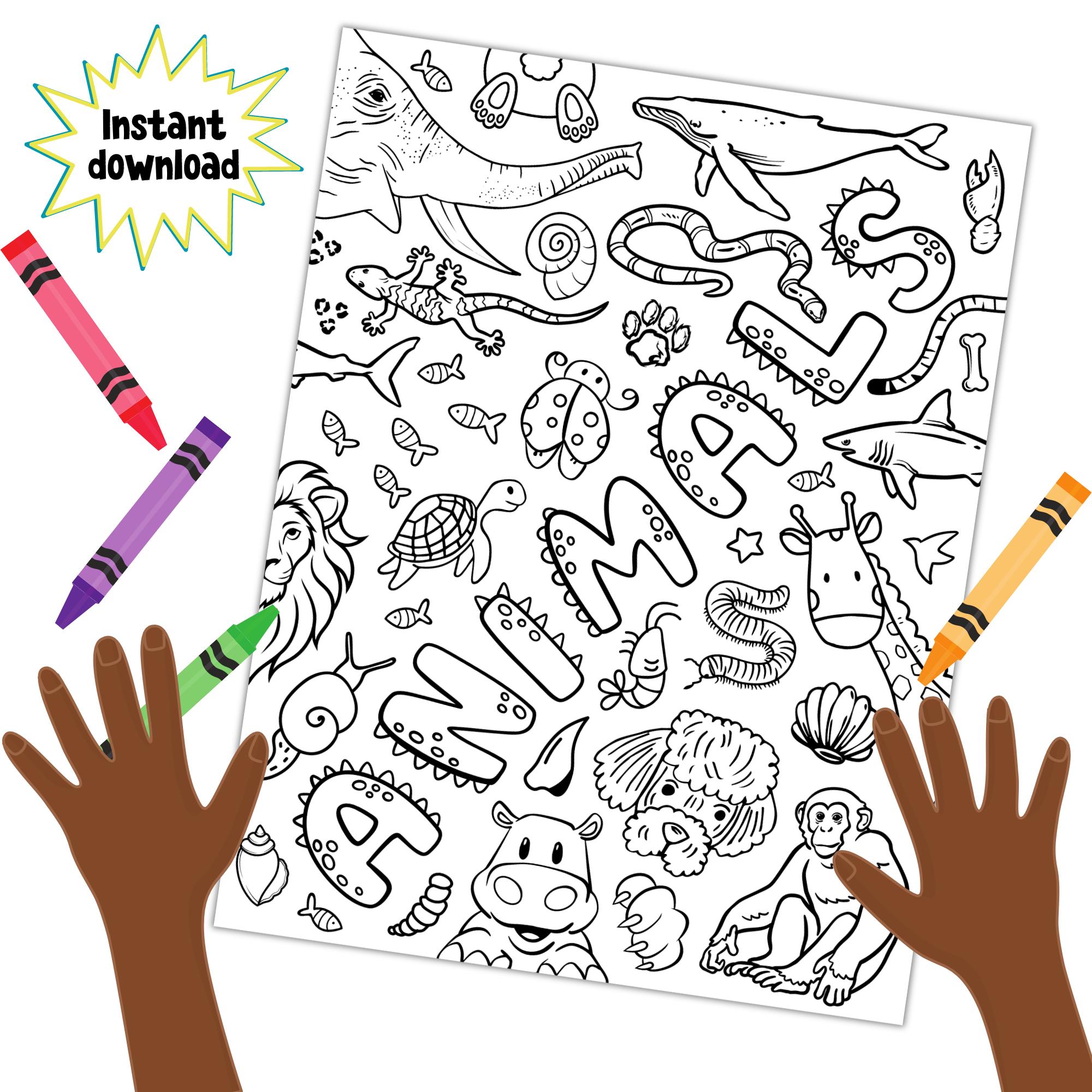 Printable Animal Doodle Coloring Page, Fun and Relaxing Activity, Cute ...