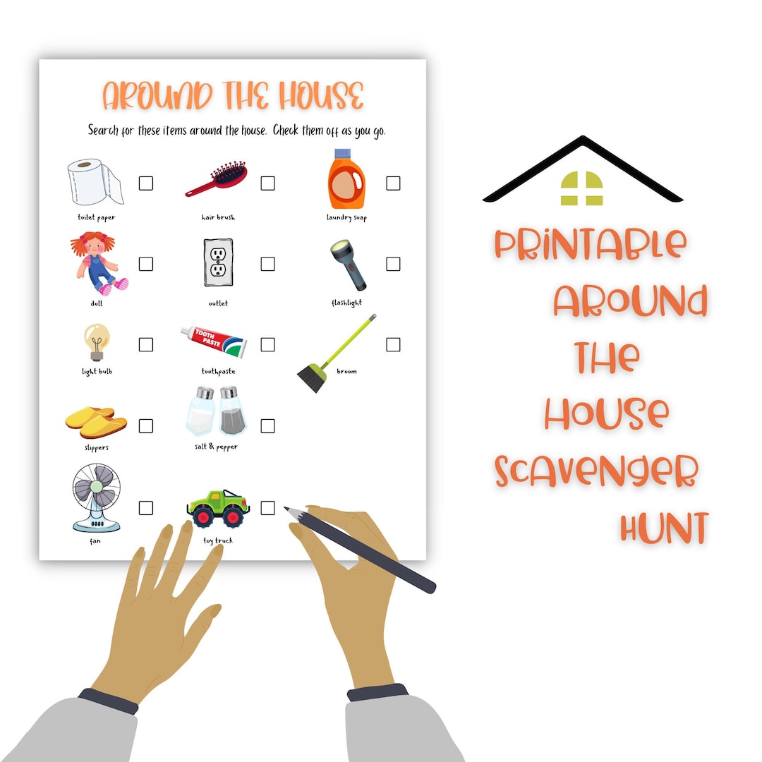 Printable Around the House Scavenger Hunt, Kids Treasure Hunt, Print at ...