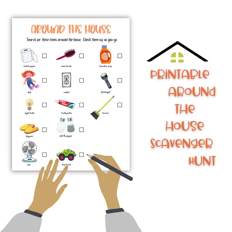 Printable Around the House Scavenger Hunt, Kids Treasure Hunt, Print at ...